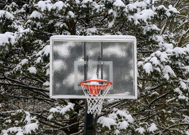 Basketball Goal Covered with Ice and Snow Stock Photo - Image of ring ...