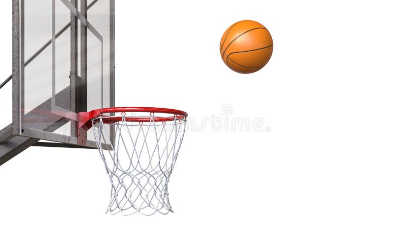 Basketball Going into a Basket. 3d Render Stock Illustration ...