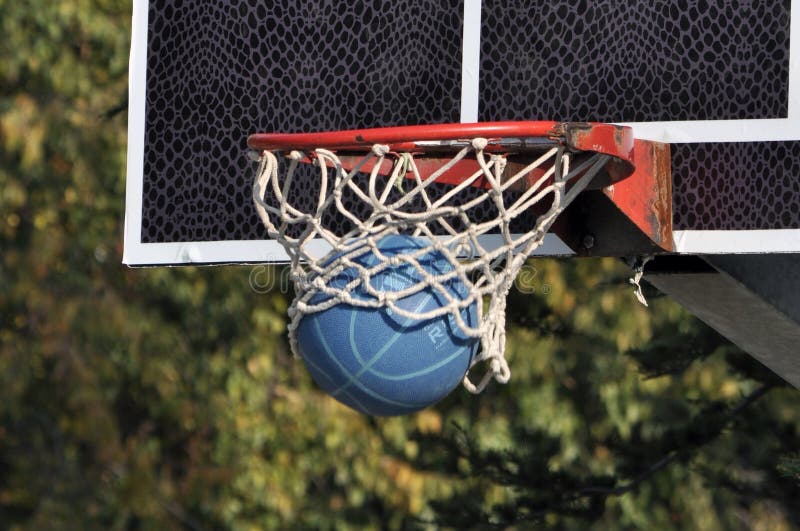 Basketball Going through Hoop Stock Photo - Image of teamwork ...