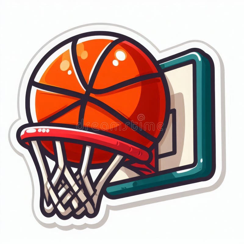 Basketball Going through Hoop, Classic Cartoon Illustration Stock Image ...