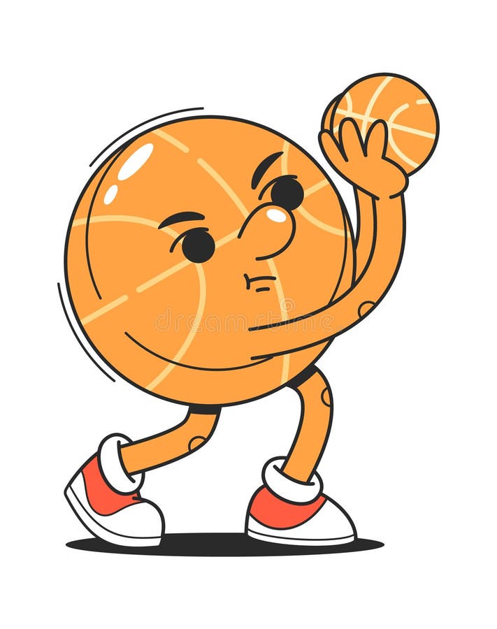 Basketball Groovy Character Throwing Ball Stock Vector - Illustration ...