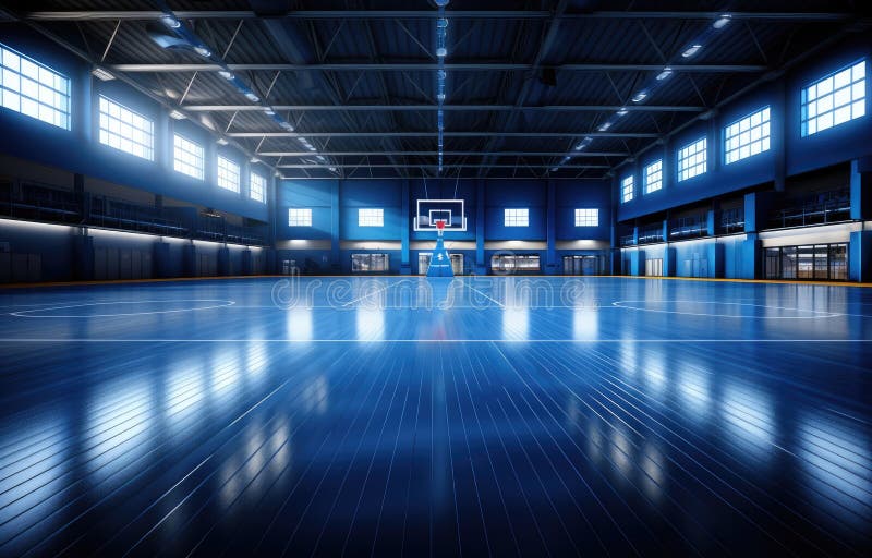Basketball Hall with Empty Stands Dark Basketball Court Basketball ...