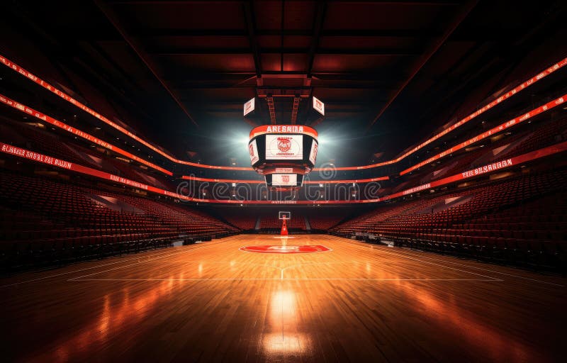 Basketball Hall with Empty Stands Dark Basketball Court Basketball ...