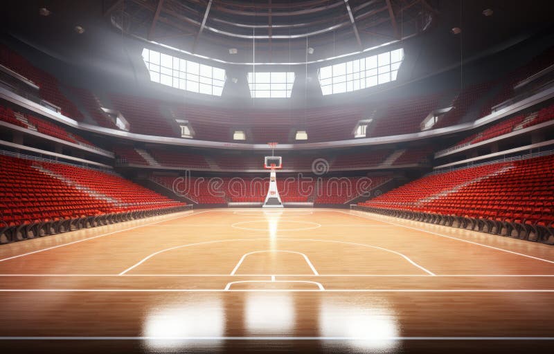 Basketball Hall with Empty Stands Dark Basketball Court Basketball ...