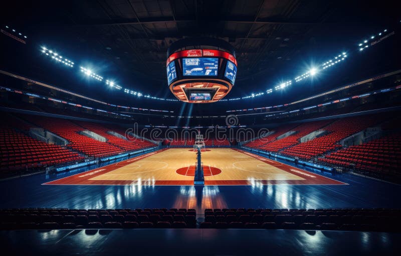 Basketball Hall with Empty Stands Dark Basketball Court Basketball ...