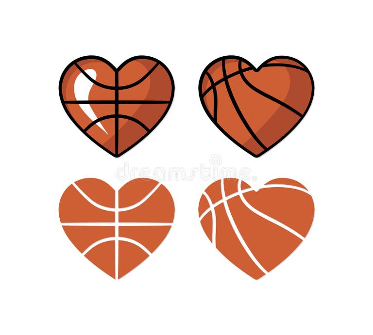 Heart Shaped Basketball Ball Set Logo Icon Stock Vector - Illustration ...
