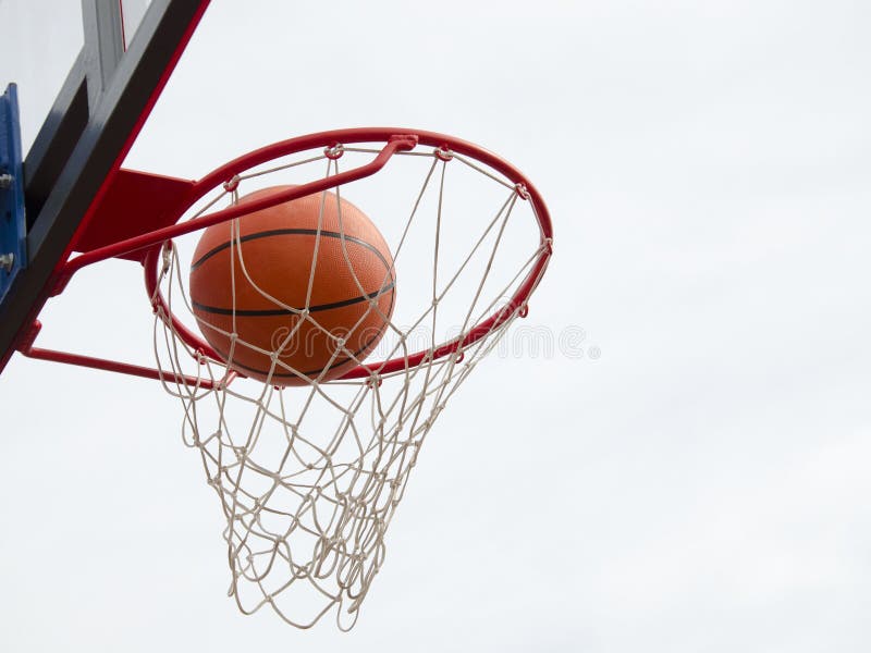 The Basketball Hit the Basket Stock Photo - Image of basketball, white ...