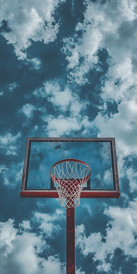 Basketball Hoop Against Dramatic Cloudy Sky Stock Illustration ...