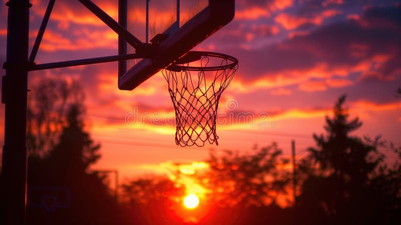 Basketball Hoop Against Sunset Stock Image - Image of basket, match ...