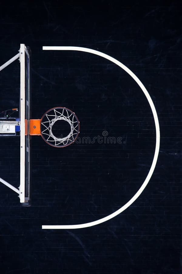 Basketball Hoop on Black, Top View Court Stock Photo - Image of hoop ...