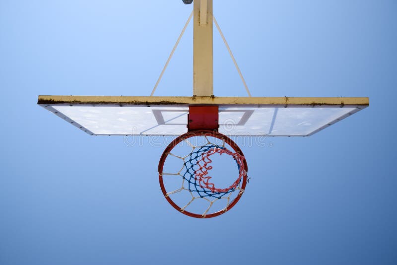 Basketball hoop, blue sky stock image. Image of hoop - 161719689