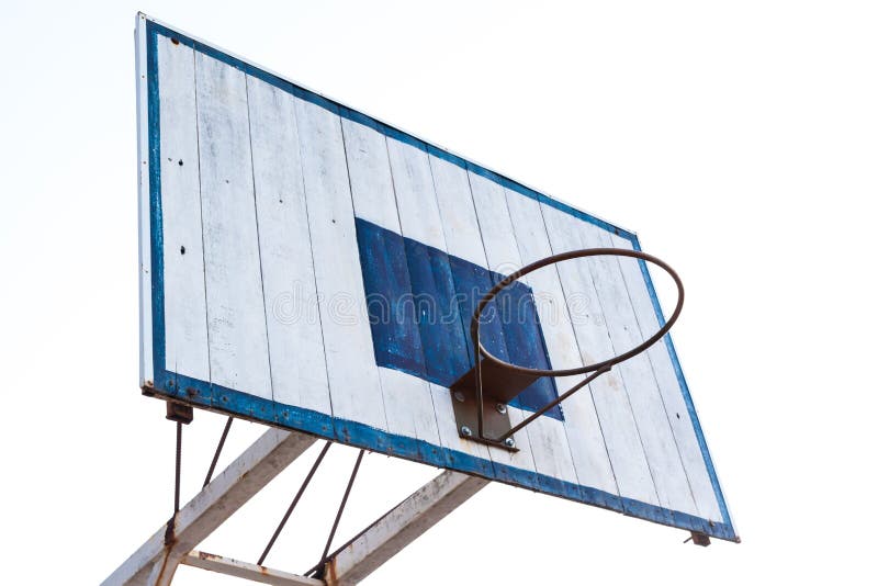 Basketball Hoop on Blue Wood and White Iron Structure Base Stock Photo ...