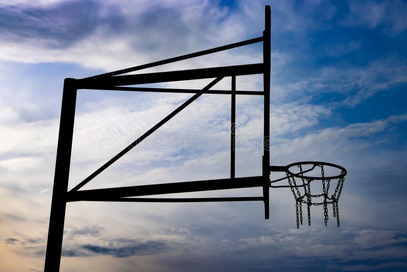 Basketball Hoop with Chain Net and Dramatic Sky Stock Photo - Image of ...