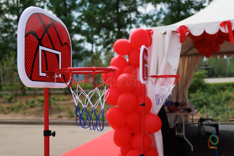 Basketball Hoop with Details of Basketball Panel and Net before the ...