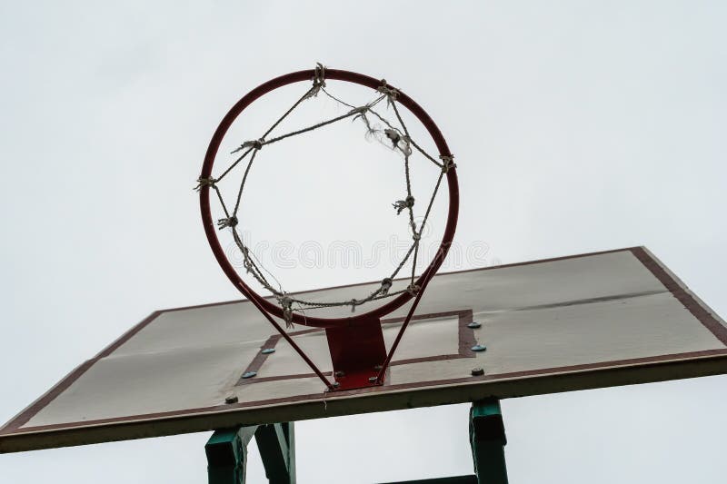 Old Basketball Hoop with an Empty Basket Stock Photo - Image of aged ...
