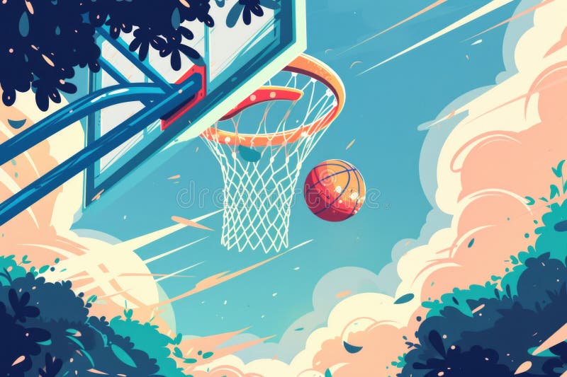 A Basketball Hoop with a Basketball Going through it. Suitable for ...