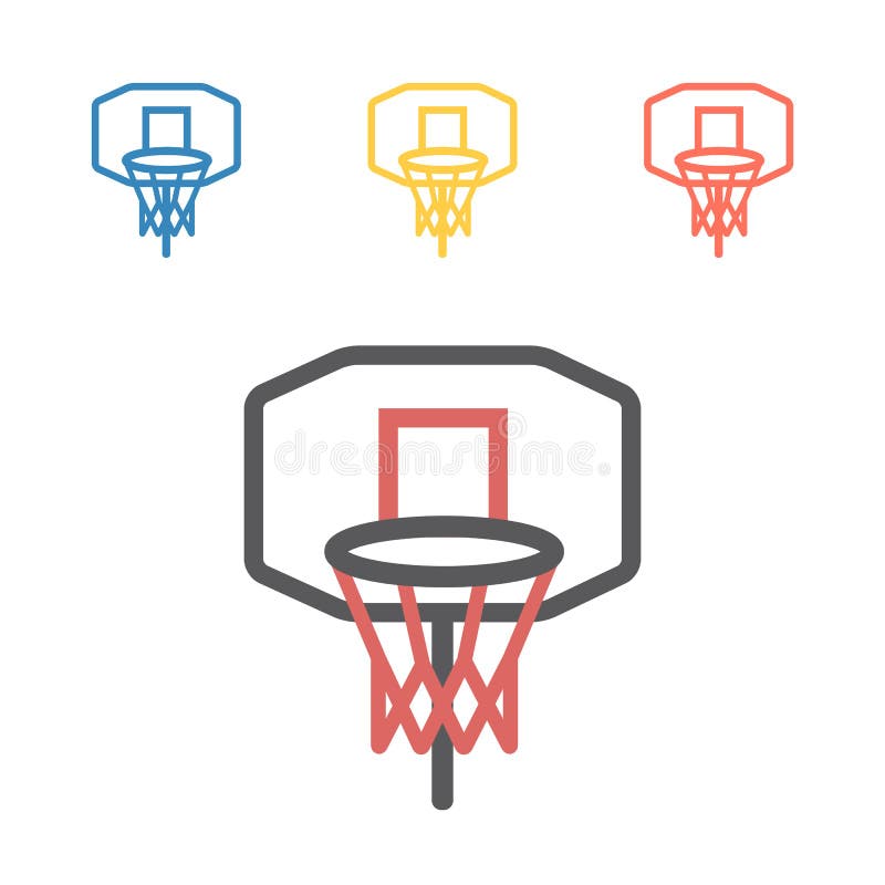 Basketball Hoop Line Icon. Vector Signs for Web Graphics. Stock Vector ...