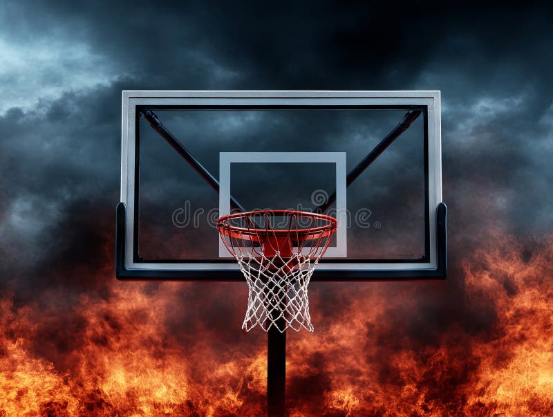 A Basketball Hoop in the Middle of a Fire with a Cloudy Sky in the ...