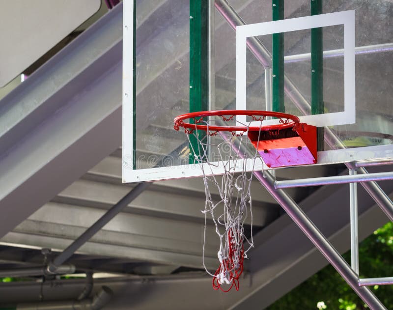 Basketball Hoop with Net Damaged. Stock Image - Image of tear, torn ...