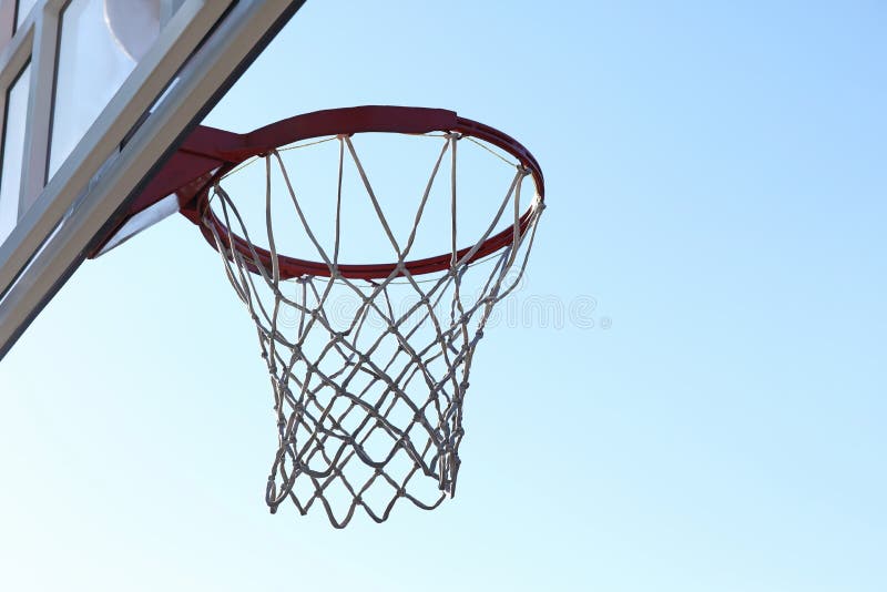 Basketball Hoop with Net Outdoors on Sunny Day Stock Image - Image of ...