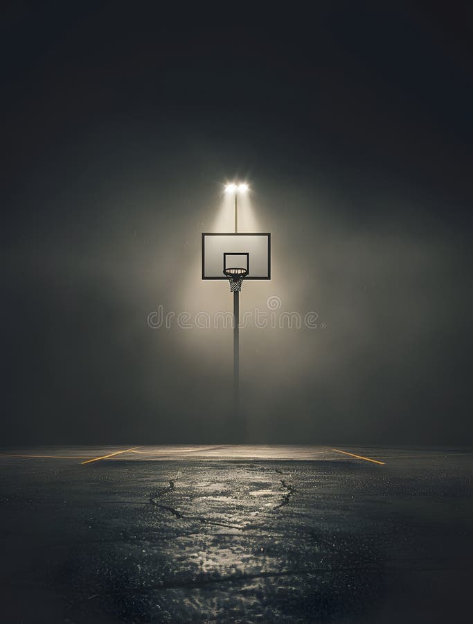Basketball hoop at night stock illustration. Illustration of play ...