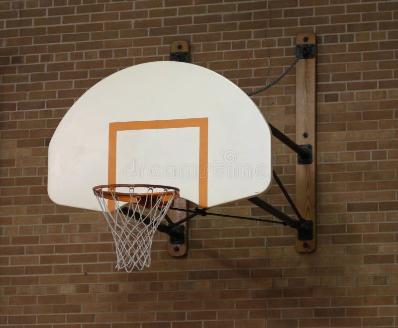 Basketball Hoop in Old Gym stock photo. Image of ball - 15661164
