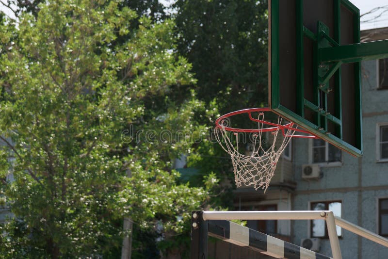 Basketball Hoop on Park Trees Background Stock Image - Image of ...