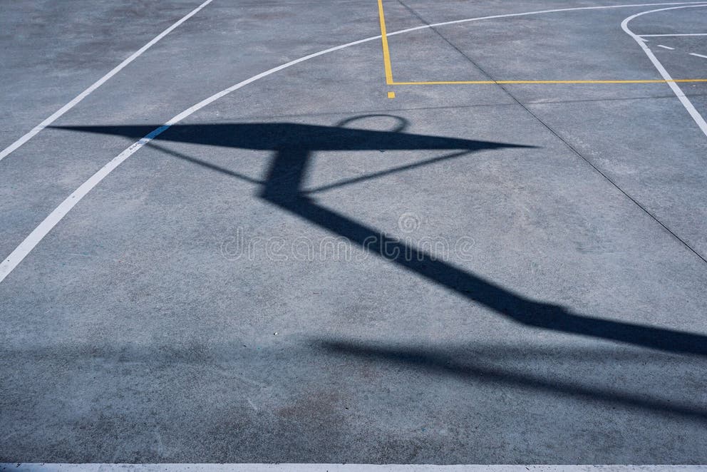 Basketball Hoop Shadow on the Asphalt Stock Photo - Image of activity ...