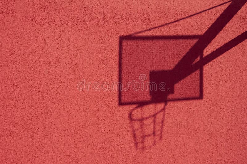 Basketball Hoop Shadow on the Red Wall Stock Photo - Image of sports ...