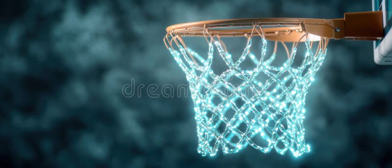 Basketball Hoop with Sparkling Net Stock Illustration - Illustration of ...