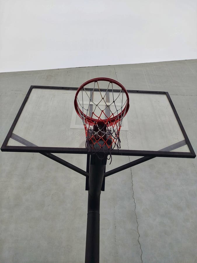 Basketball Hoop and Stand Against Cloudy Sky. Stock Image - Image of ...
