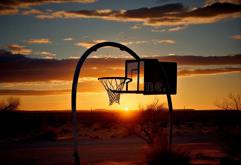 Basketball Hoop at Sunset. AI Generated Stock Illustration ...