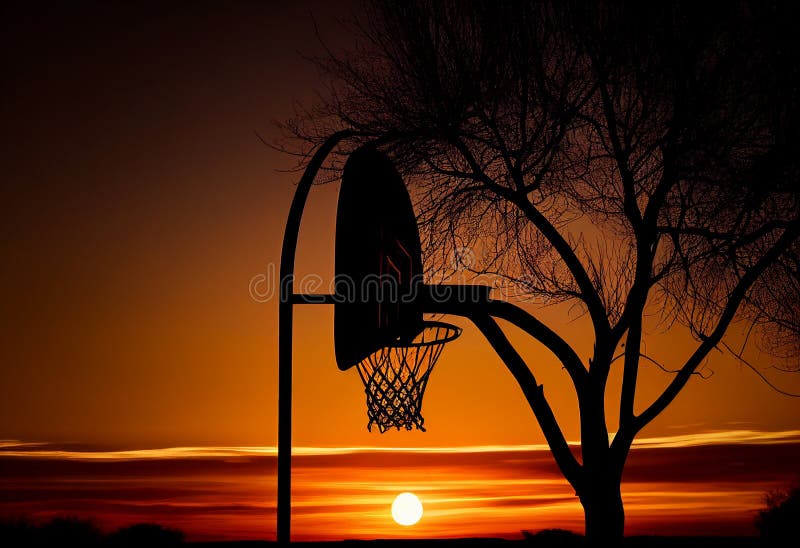 Basketball Hoop at Sunset. AI Generated Stock Illustration ...