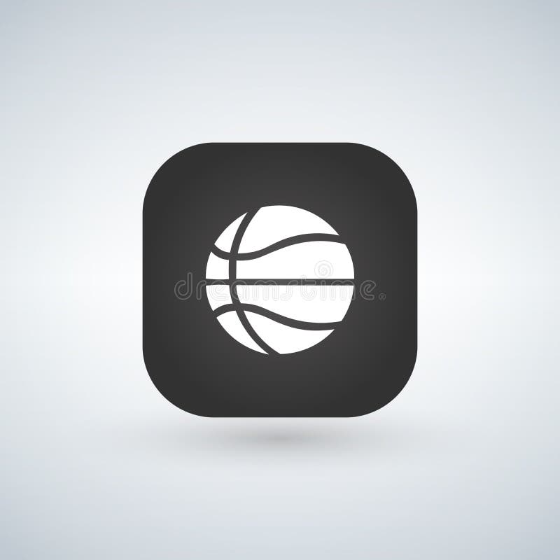 Basketball Icon Black App Button with Shadow. Stock Illustration ...