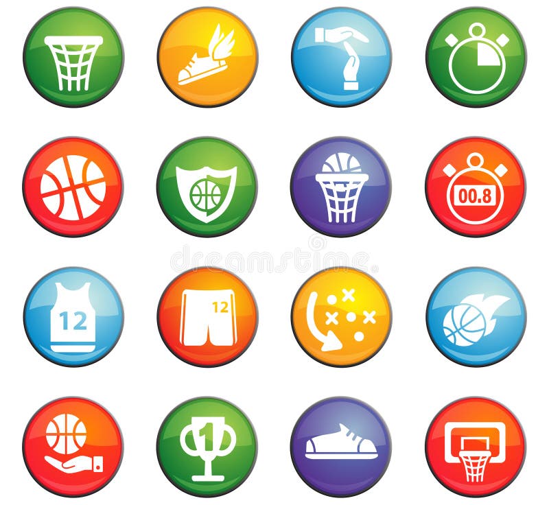 Basketball icon set stock illustration. Illustration of fiery - 89188924