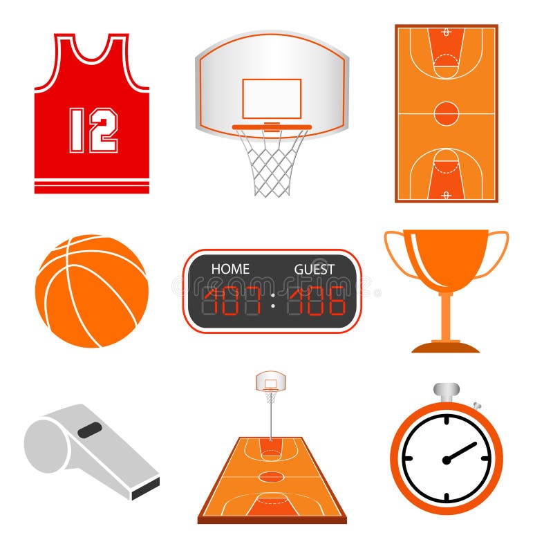 Basketball icon set stock vector. Illustration of design - 99223849
