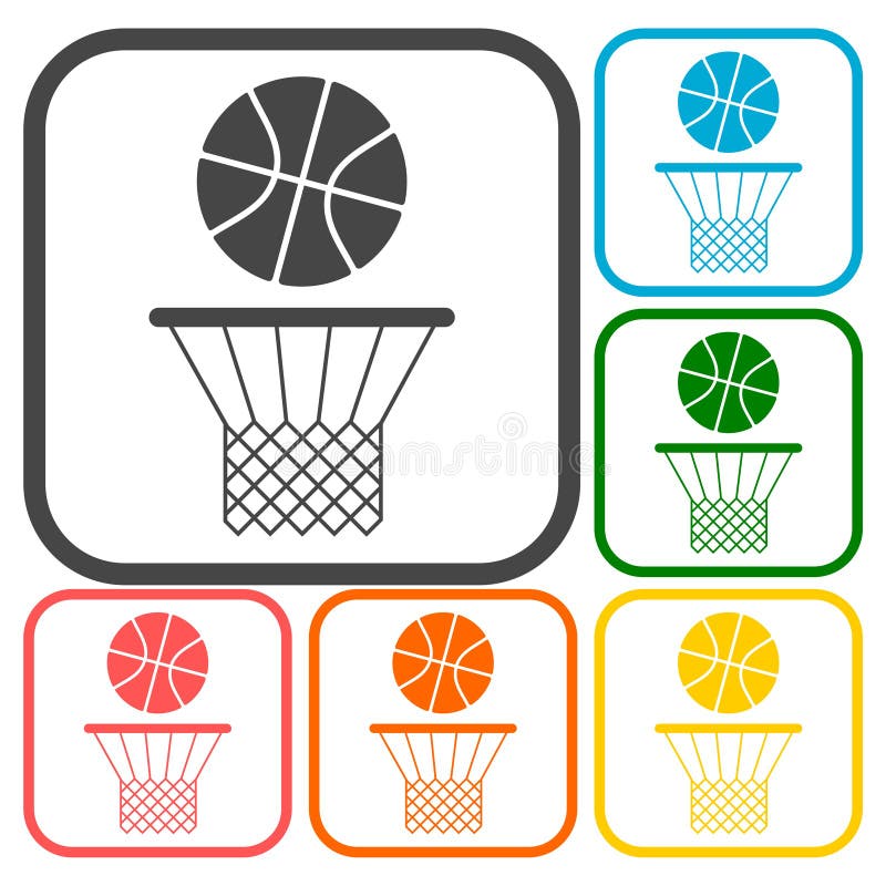 Basketball icons set stock illustration. Illustration of interface ...