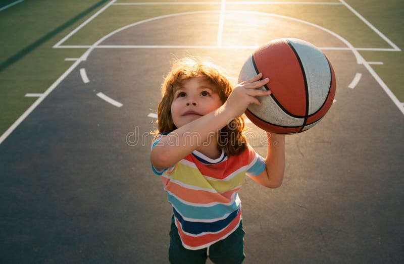 Basketball Kids Training Game. Active Kids Lifestyle. Stock Photo ...