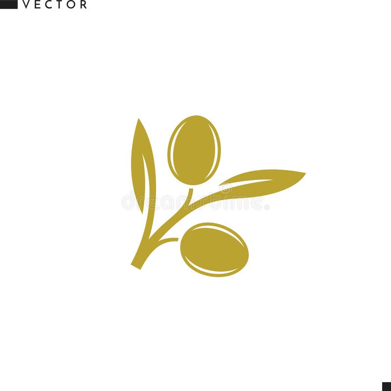 Green Olive Vector Icon. Natural Food Logo. Abstract Branch with Olives ...