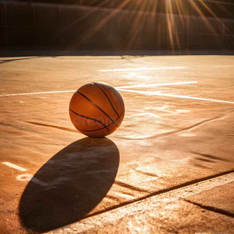 Basketball Lying on the Field in the Afternoon, Ai Generative Stock ...
