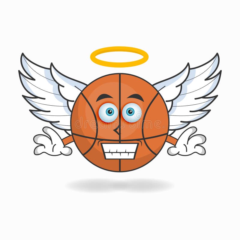 Basketball Mascot Character Dressed Like an Angel. Vector Illustration ...