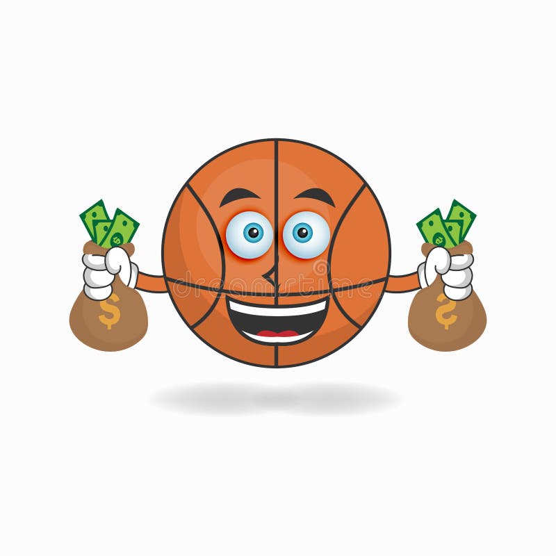 Basketball Mascot Character Holding Money. Vector Illustration Stock ...