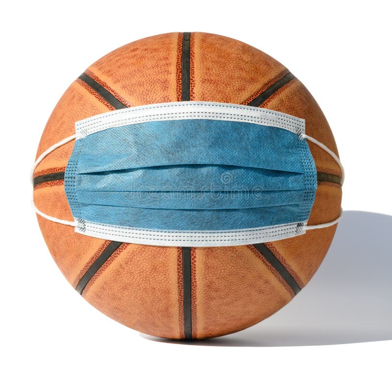 A Basketball with Mask on White Background with Clipping Path Stock ...