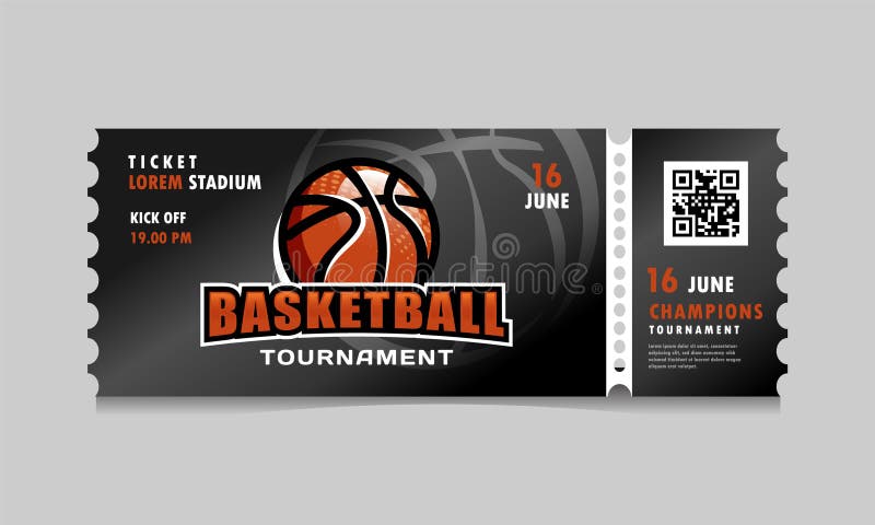 Basketball Match Entrance Ticket Paper Template Design Stock Vector ...