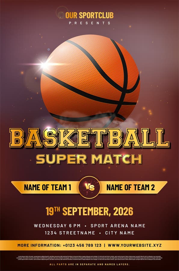 Basketball Tournament Poster Template Sample Text Stock Illustrations ...