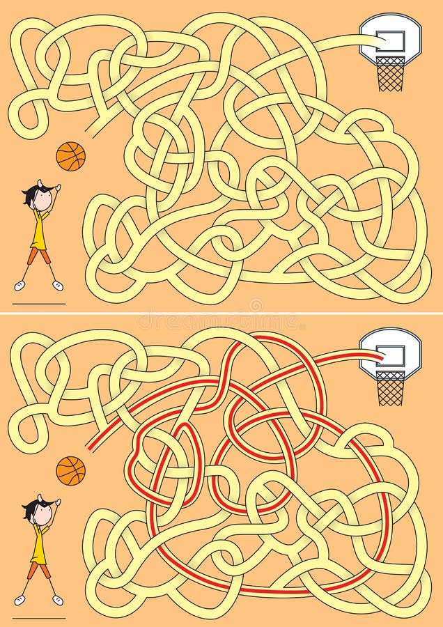 Basketball maze stock vector. Illustration of cartoon - 221461750