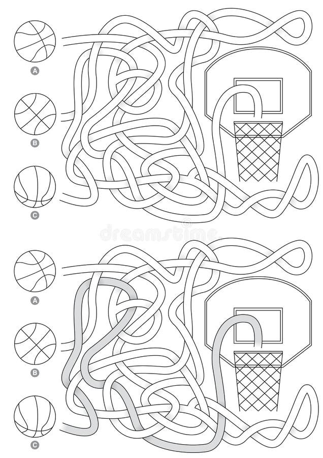 Basketball maze stock vector. Illustration of cartoon - 221461750