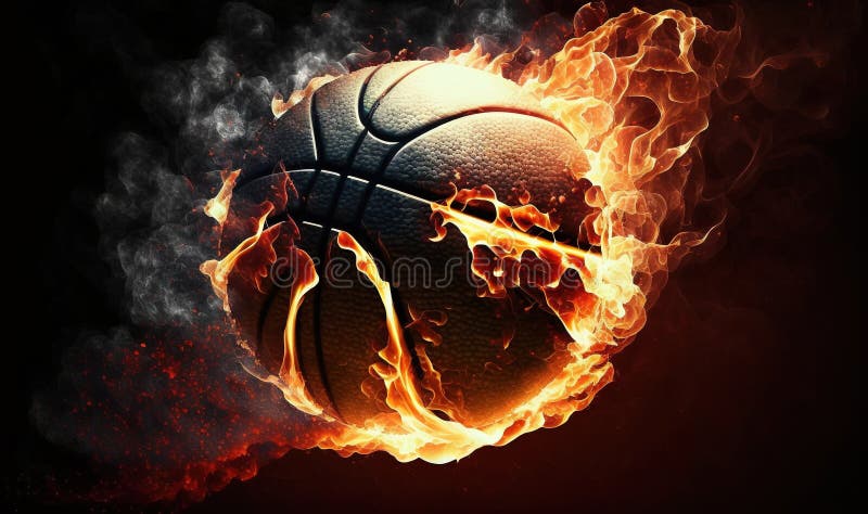 A Basketball is in the Middle of a Blazing Fireball Stock Illustration ...