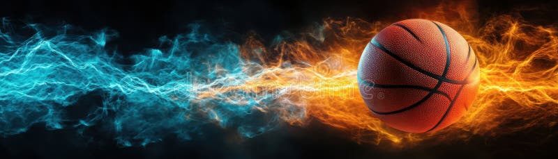 A Basketball is in the Middle of a Blue and Orange Wave Stock Image ...