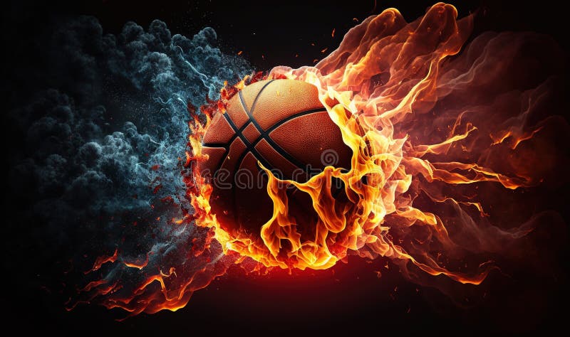 A Basketball is in the Middle of a Fire and Ice Ball Stock Illustration ...